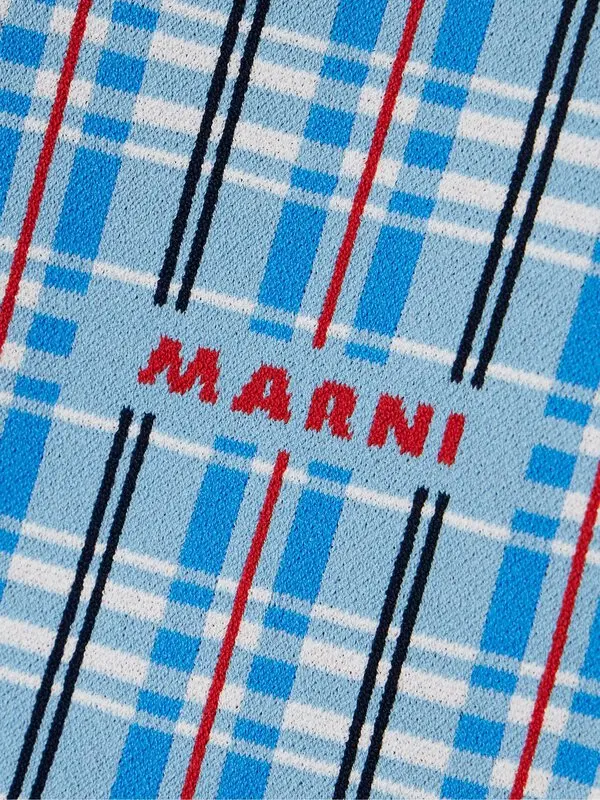 Marni Checked Jacquard-knit Polo Top - Bright Blue