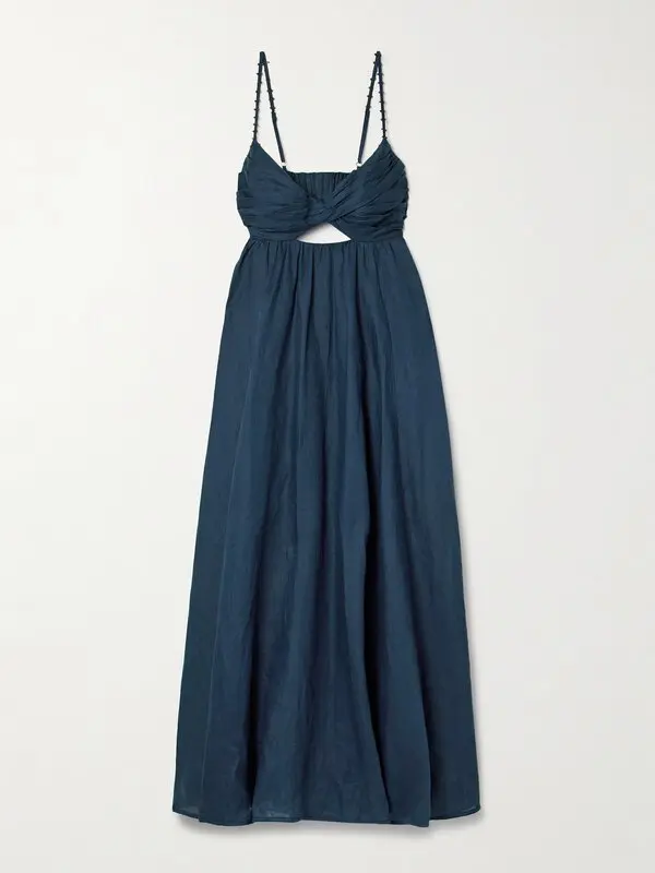Zimmermann Ascension Twist-Front Linen Dress - Blue - 40% Off | Editorialist