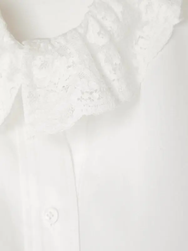 Saint Laurent Lace-trimmed Cotton-poplin Shirt