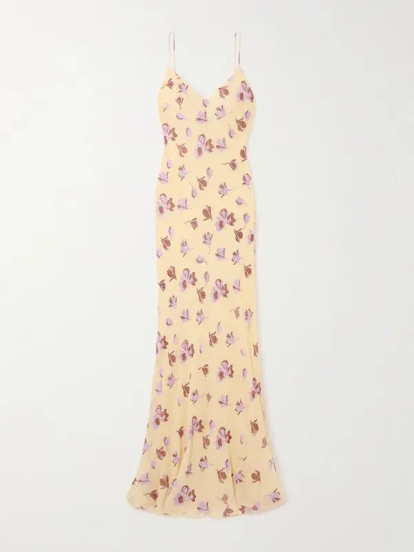 Self-Portrait Embellished Floral Maxi Dress In Yellow - 30% Off |  Editorialist