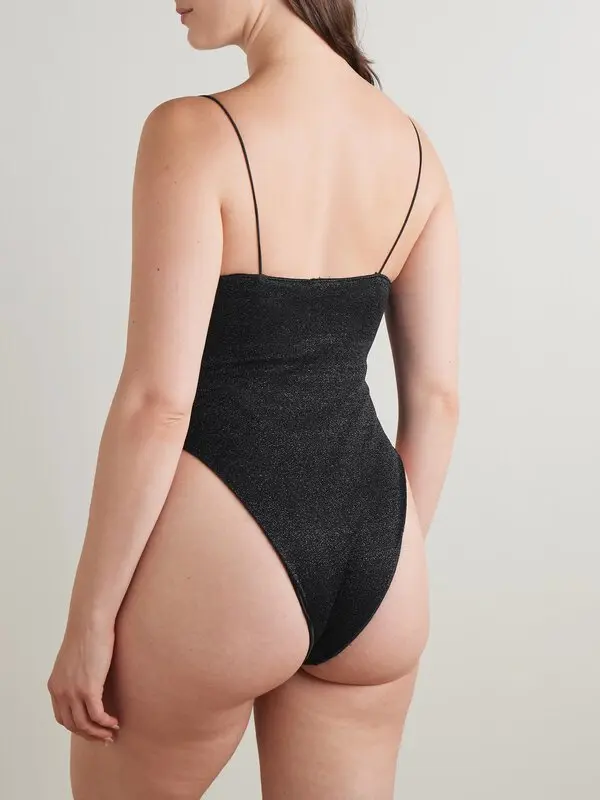 Oseree Lumière Shell Cutout Lurex Swimsuit