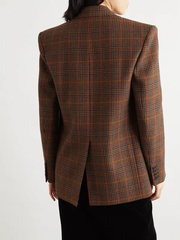 Saint Laurent Prince Of Wales Checked Wool Blazer