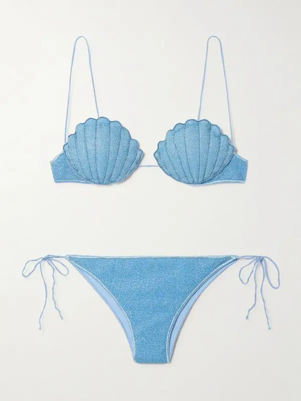 Oseree Lumière Shell Lurex Bikini - Blue