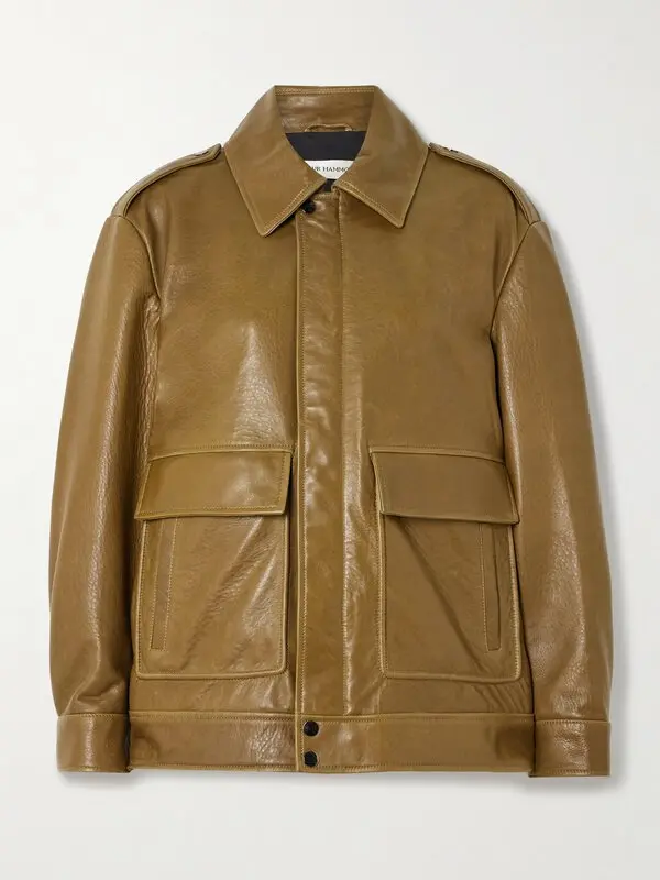 Nour Hammour Drey Textured-leather Jacket - Green