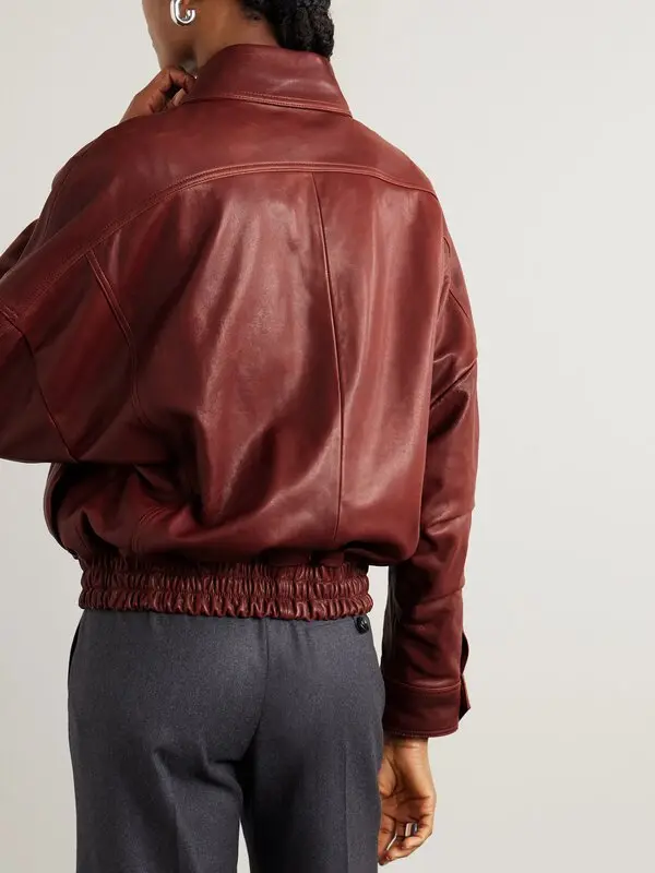 Nour Hammour Dalma Paneled Leather Bomber Jacket