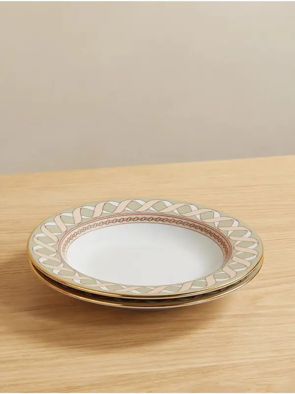 La DoubleJ Gold-plated Porcelain Soup Bowls - Pink