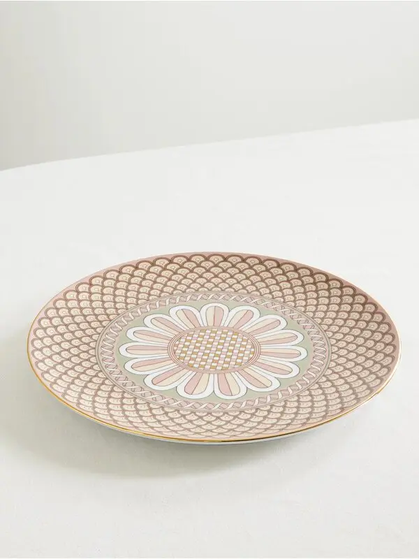 La DoubleJ Napoli Gold-plated Porcelain Serving Platter - Pink