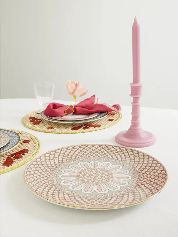 La DoubleJ Napoli Gold-plated Porcelain Serving Platter - Pink