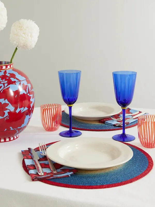 La DoubleJ Sunset Set Of Two Painted Straw Placemats