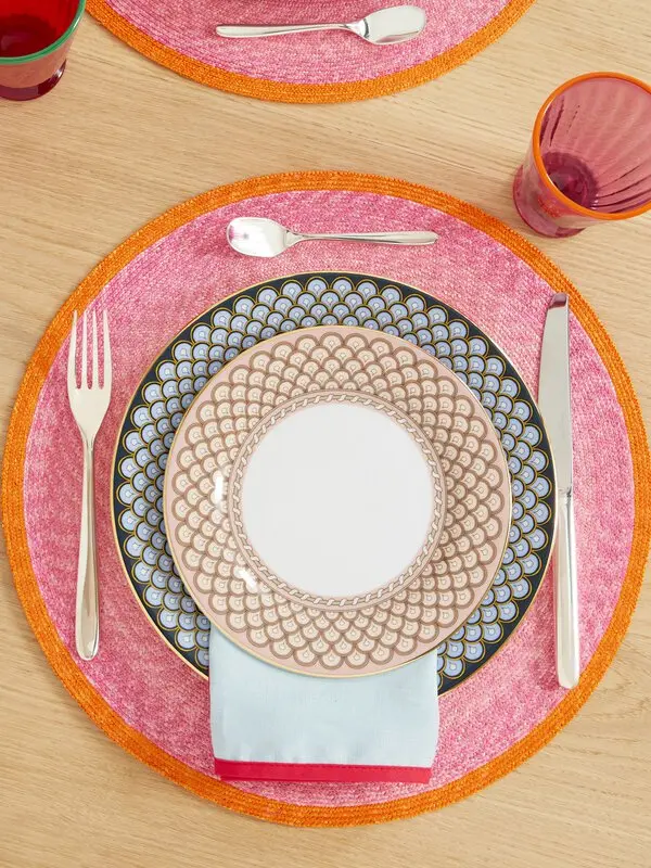 La DoubleJ Sunset Set Of Two Painted Straw Placemats