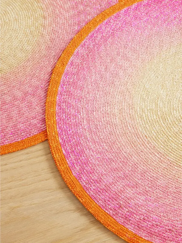 La DoubleJ Sunset Set Of Two Painted Straw Placemats