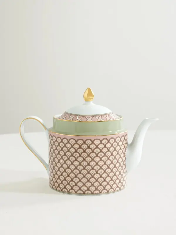 La DoubleJ Impero Gold-plated Porcelain Teapot