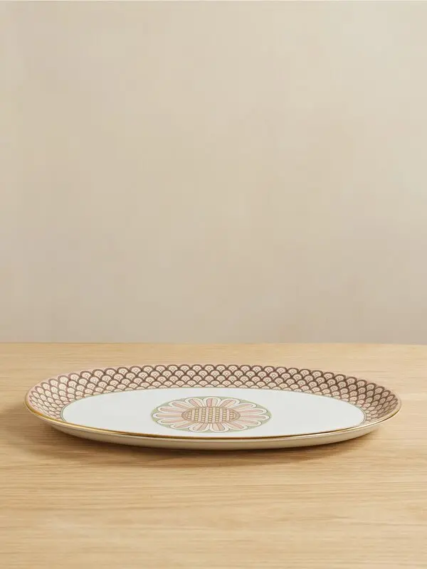 La DoubleJ Gold-plated Porcelain Platter - Pink