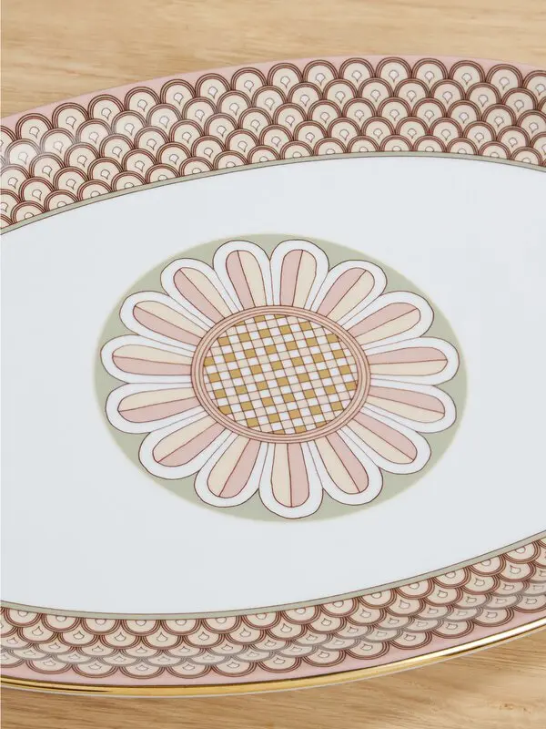 La DoubleJ Gold-plated Porcelain Platter - Pink