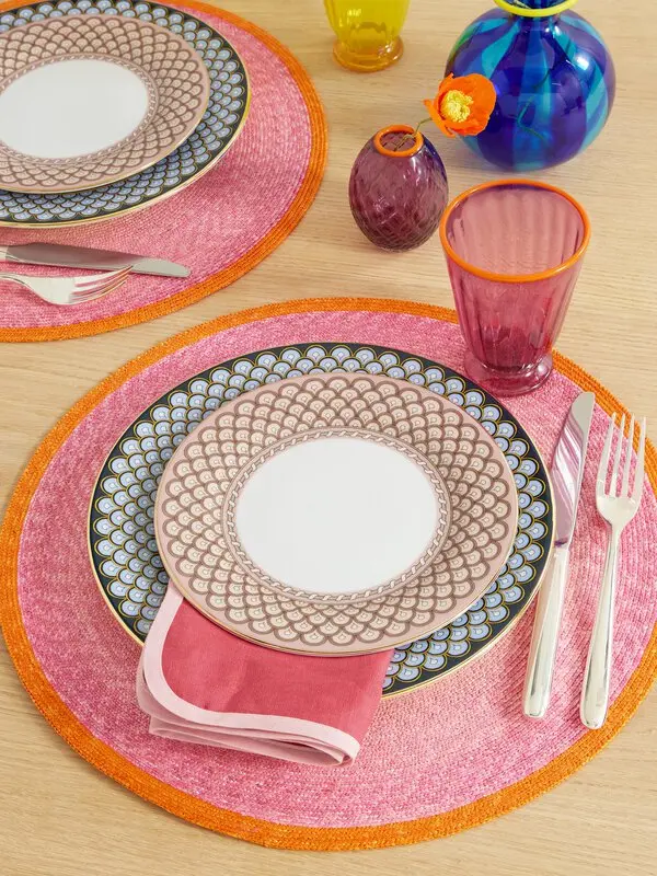 La DoubleJ Set Of Two Gold-plated Porcelain Dessert Plates - Pink