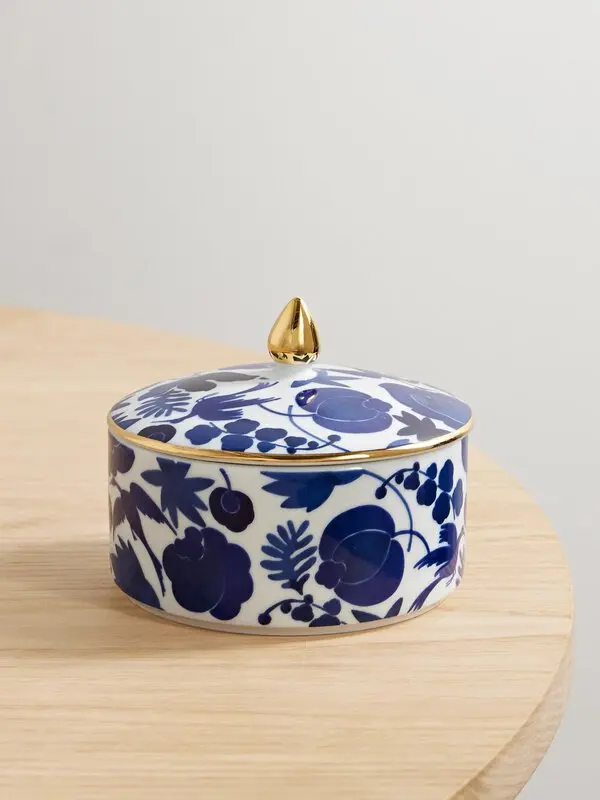 La DoubleJ Goodie Gold-plated Porcelain Jar - Blue