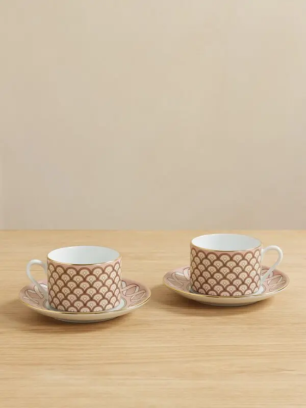 La DoubleJ Impero Gold-plated Porcelain Teacup And Saucer Set - Pink