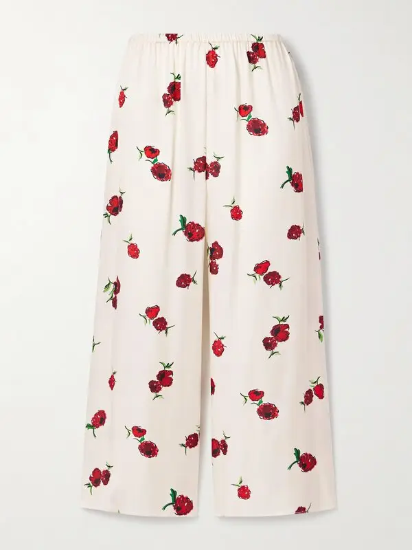 Khaite Mindy Printed Twill Wide-leg Pants - Neutrals