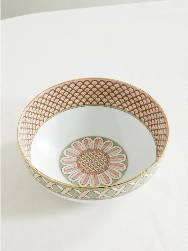 La DoubleJ Odysseus Gold-plated Porcelain Serving Bowl - Pink