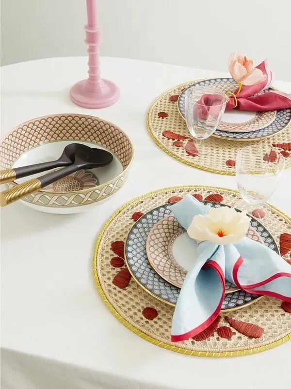 La DoubleJ Odysseus Gold-plated Porcelain Serving Bowl - Pink