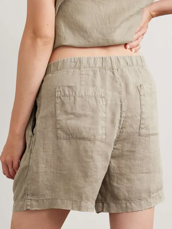 JAMES PERSE Pleated Linen Shorts - Light Green