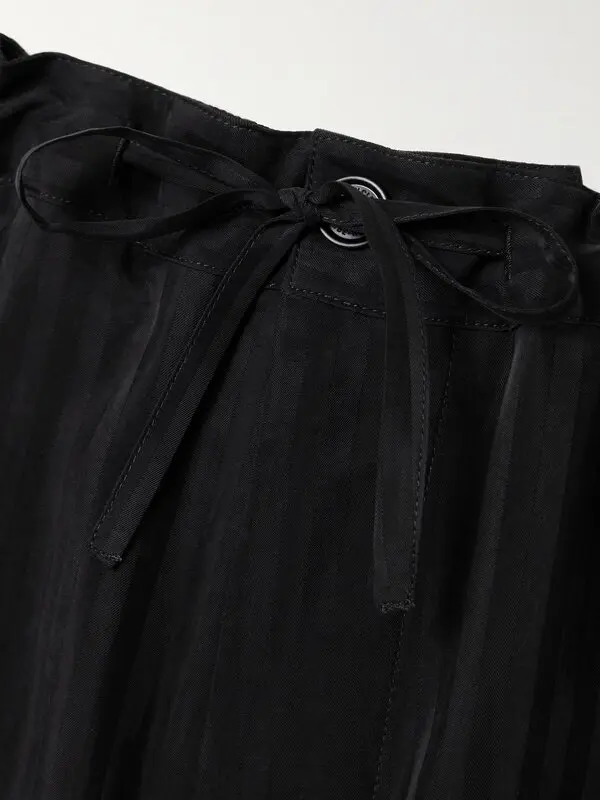 Balenciaga Striped Satin-jacquard Wide-leg Pants - Black