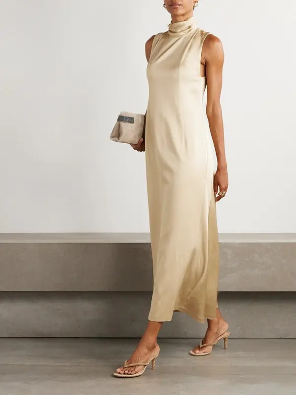 Brunello Cucinelli Draped Satin Midi Dress