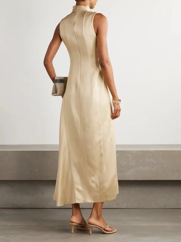 Brunello Cucinelli Draped Satin Midi Dress