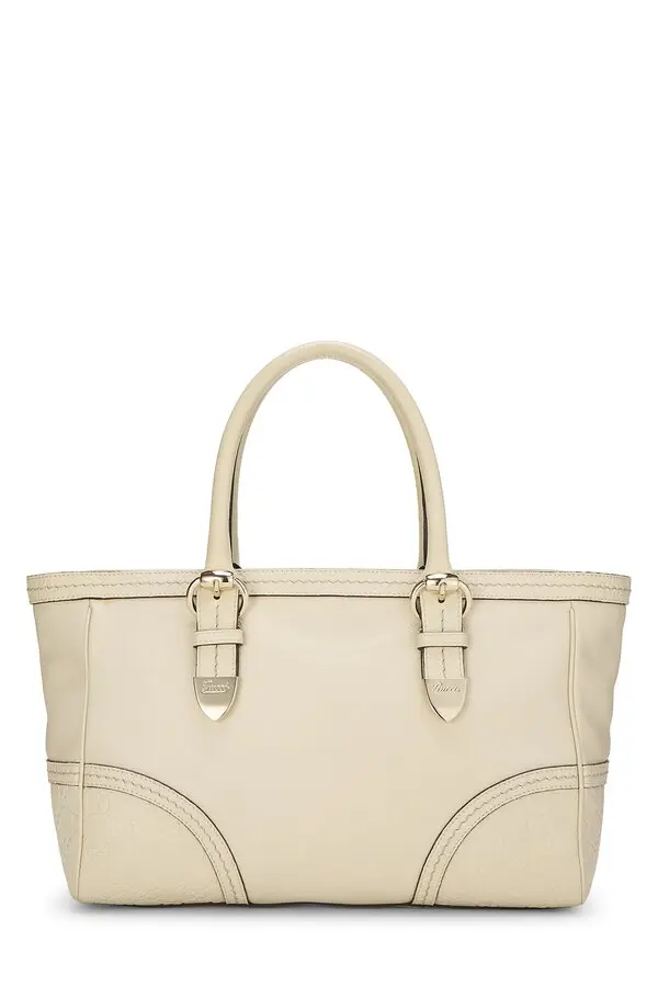 Gucci Pebbled Leather Tote - White