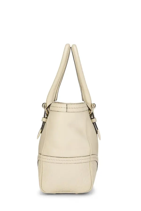 Gucci Pebbled Leather Tote - White