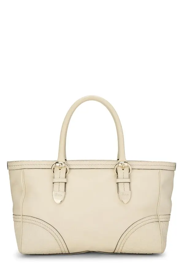 Gucci Pebbled Leather Tote - White
