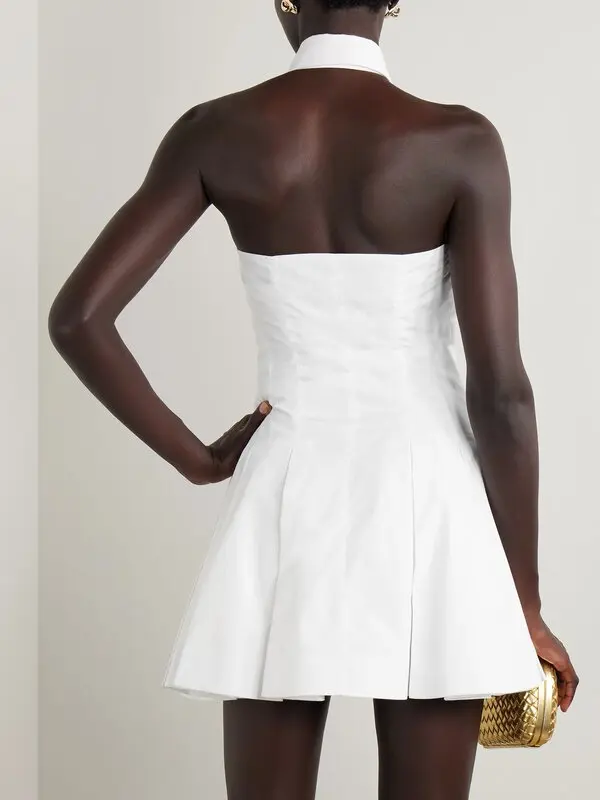 Balmain Cotton-poplin Halterneck Mini Dress