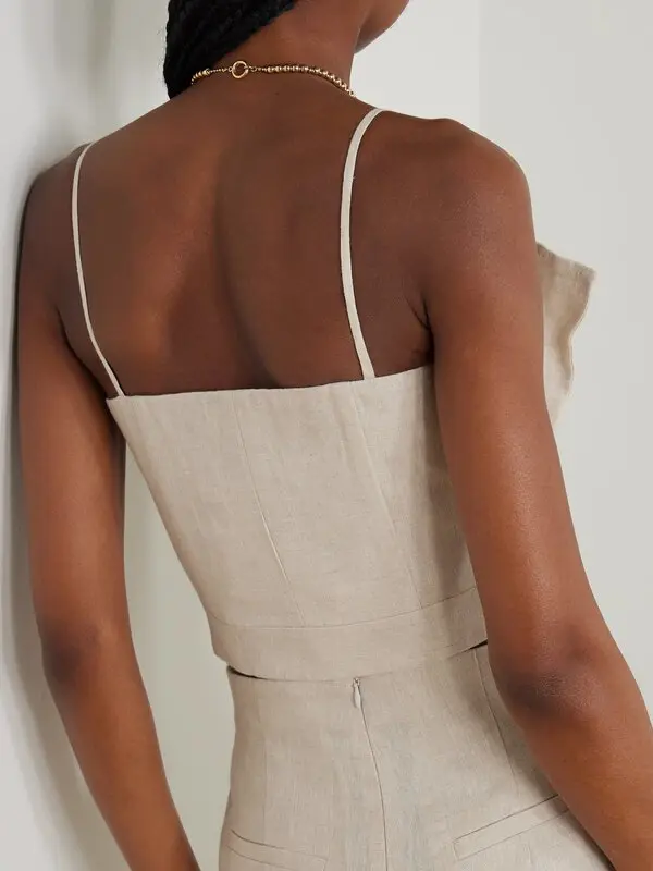 ANDRES OTALORA Amapolas Pleated Linen Bustier Top