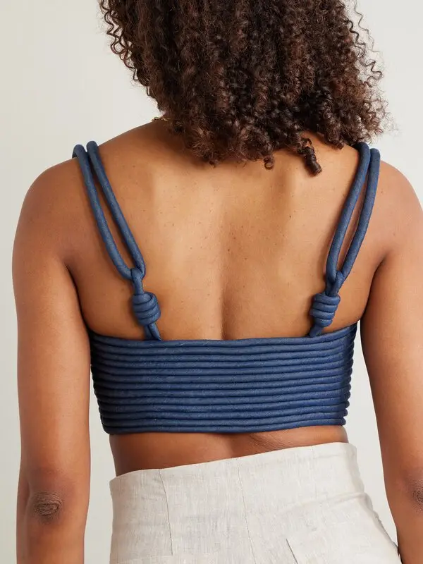 ANDRES OTALORA Redes Cropped Corded Chambray Top