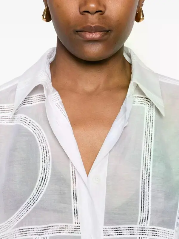 TOTEME Geometric-pattern Cotton Shirt - White