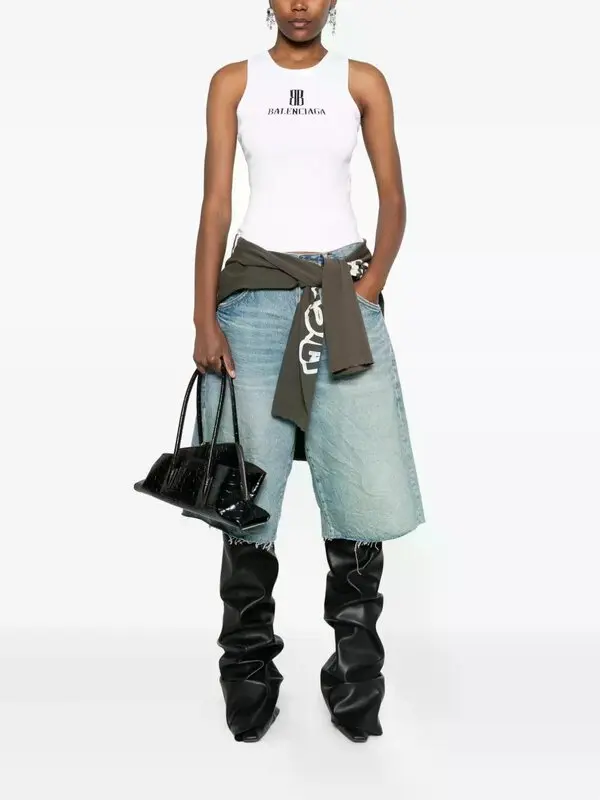 Balenciaga Logo-intarsia Sleeveless Tank Top - White