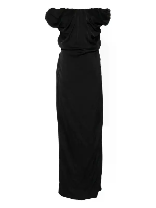 navy blue and white midi dress The Robison Puff Sleeve Maxi Dress in Navy + Off White Dot Medium