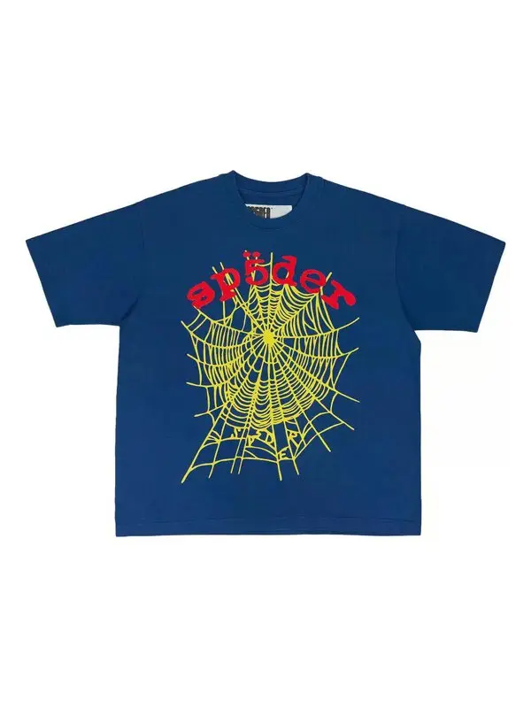 SP5DER Spider Web Logo T-shirt - Blue