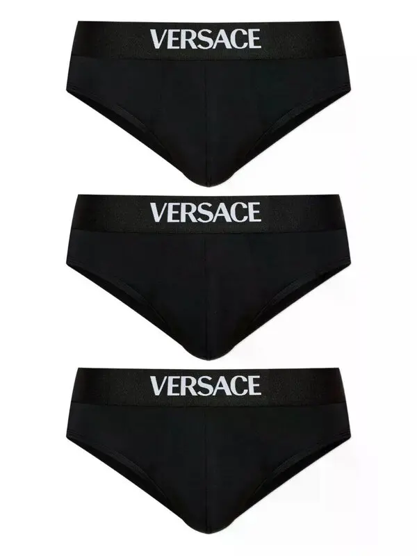 Versace Logo-waistband Briefs - Black