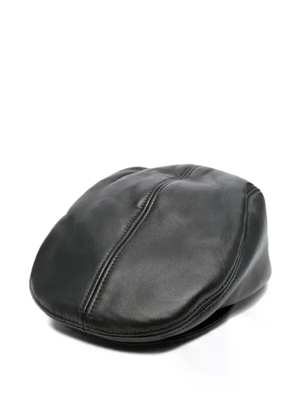 Ruslan Baginskiy Leather Panelled Beret - Black