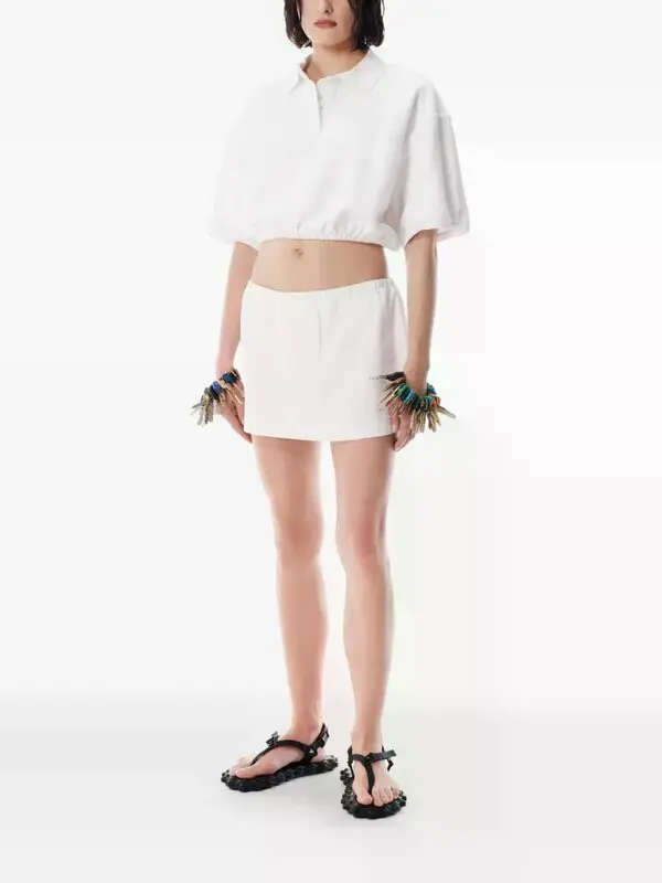 Alexander Wang Elasticated-hem Cropped Polo Top - White