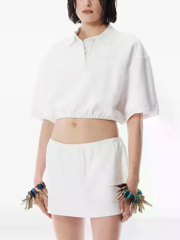 Alexander Wang Elasticated-hem Cropped Polo Top - White
