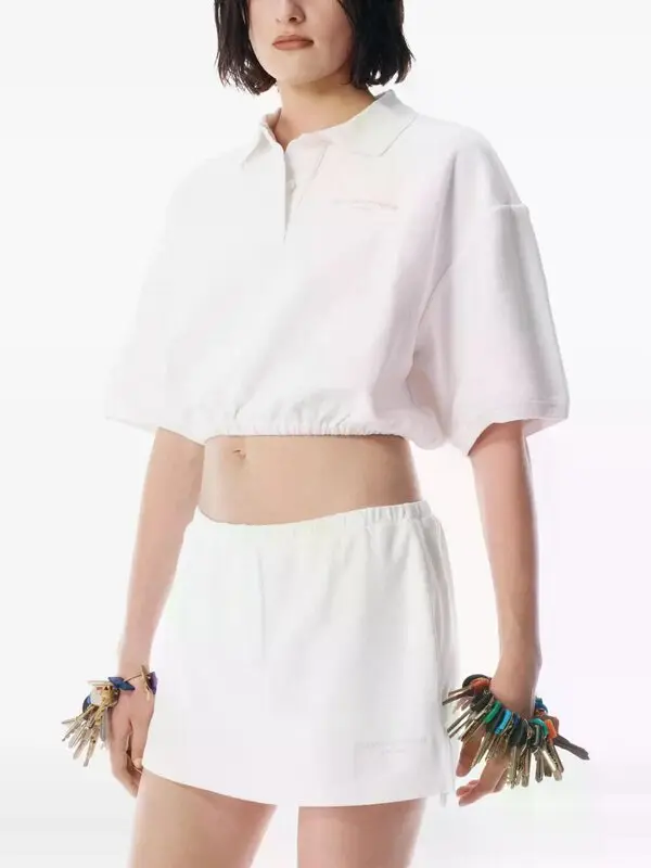 Alexander Wang Elasticated-hem Cropped Polo Top - White