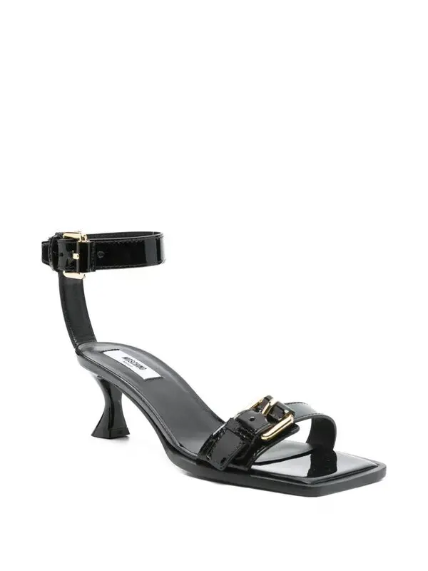 Moschino Milano Decorative Buckle Black Women’s MOSCHINO Couture Made In Italy Black Leather Belt Multicolor  main image 4