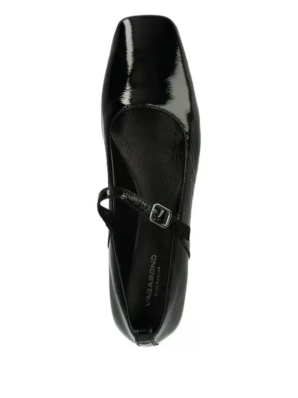 VAGABOND SHOEMAKERS Delia Patent-leather Buckled Ballet Flats - Black
