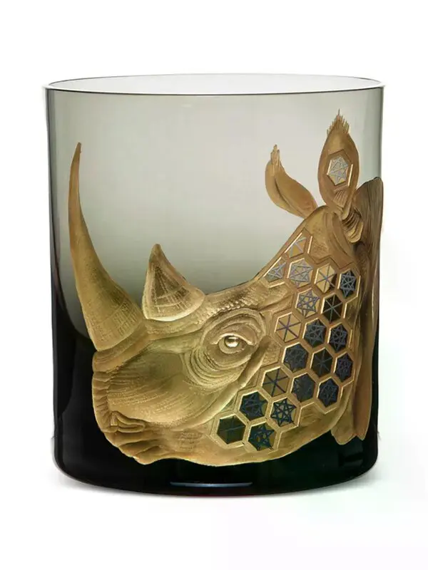 ARTEL African Safari Rhino-head Geometric Glass - Grey