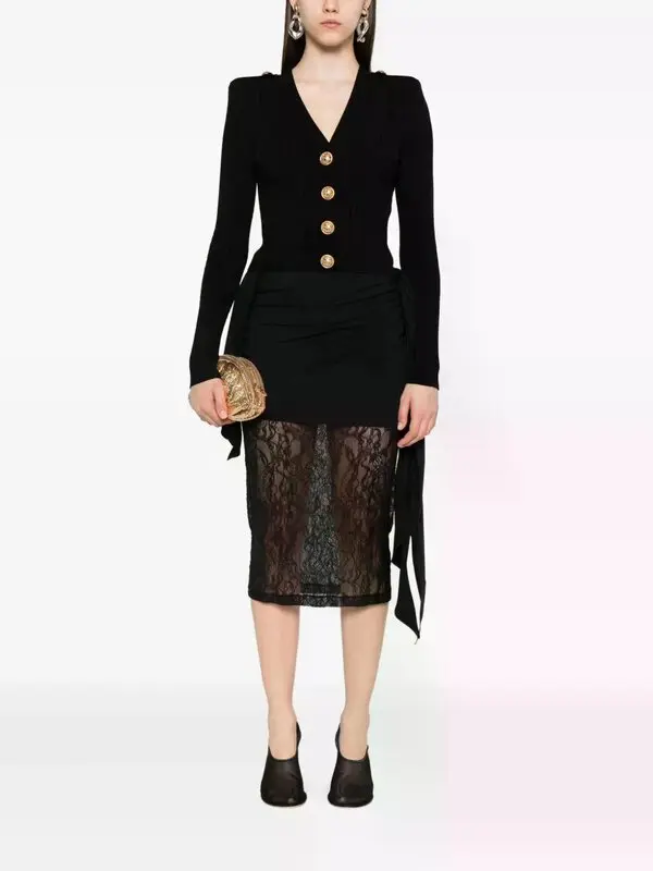 Balmain Ribbed Button-up Cardigan - Black