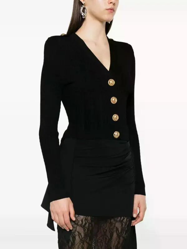 Balmain Ribbed Button-up Cardigan - Black
