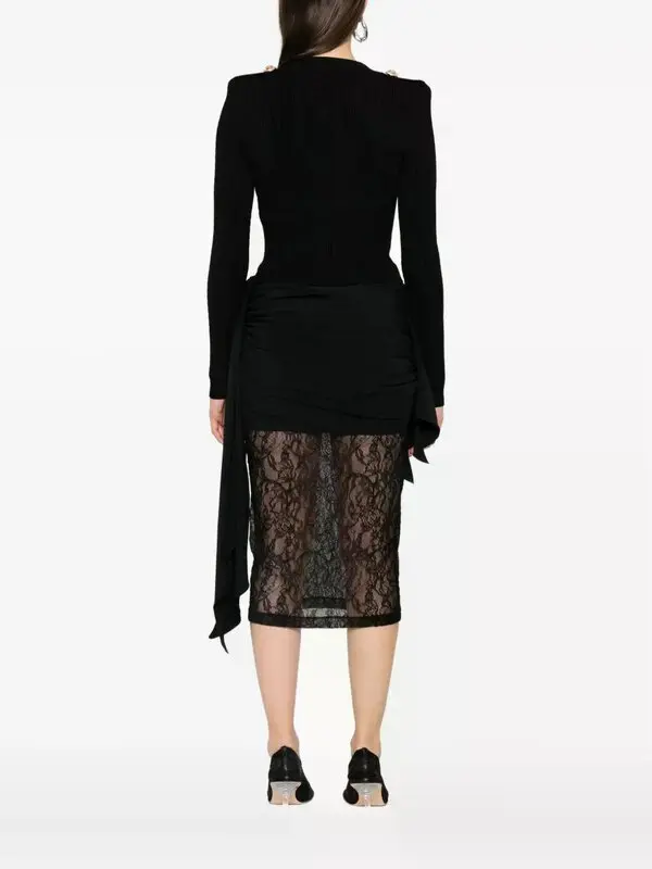 Balmain Ribbed Button-up Cardigan - Black