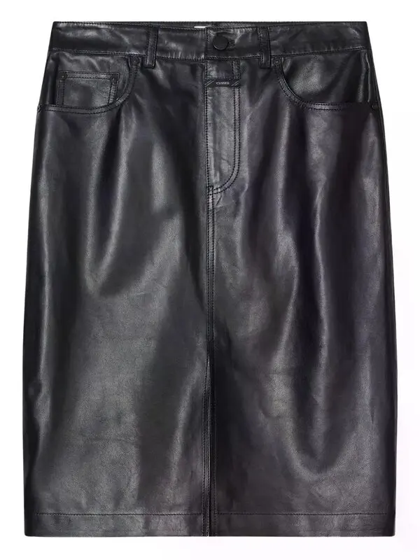 Closed Leather Midi Skirt